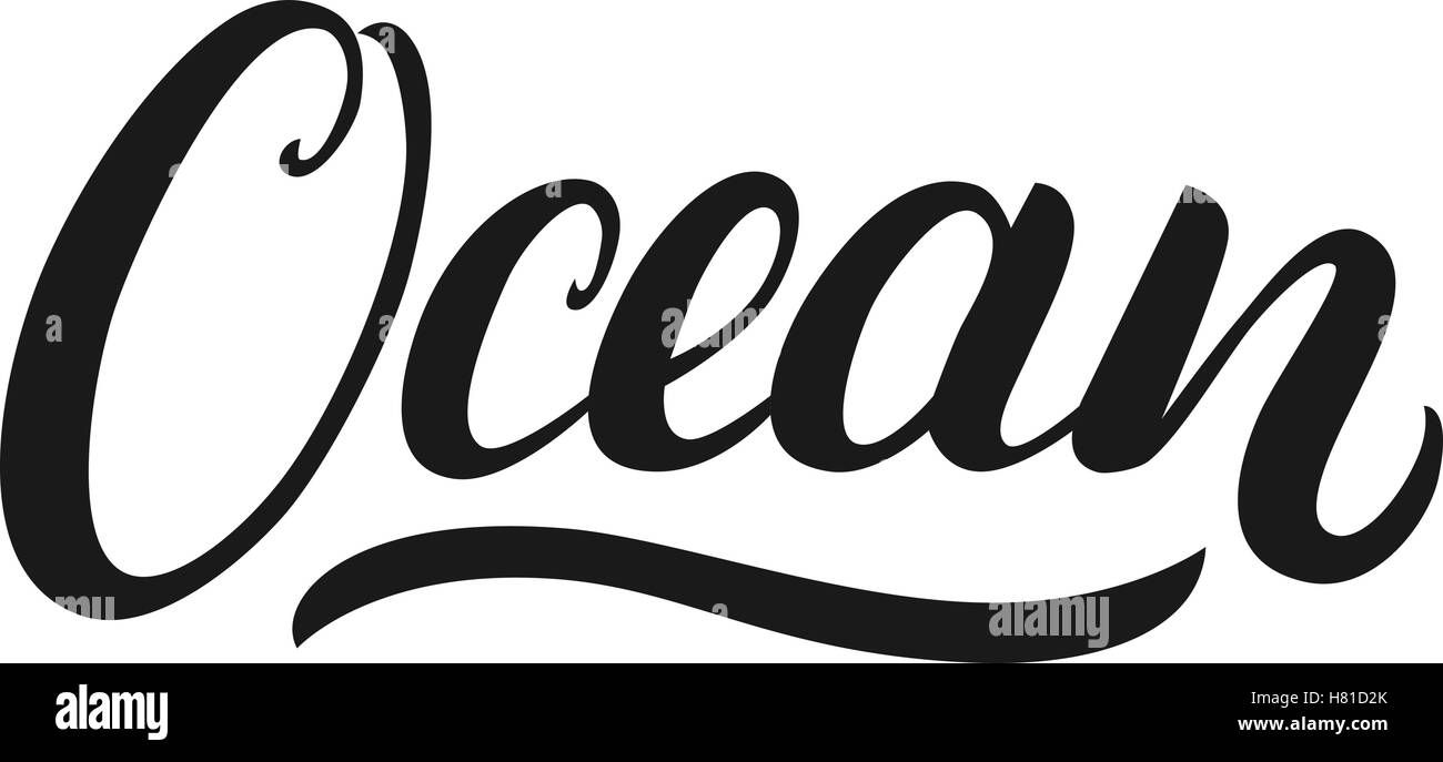 Ocean hand written calligraphy lettering for card, poster, tee print ...