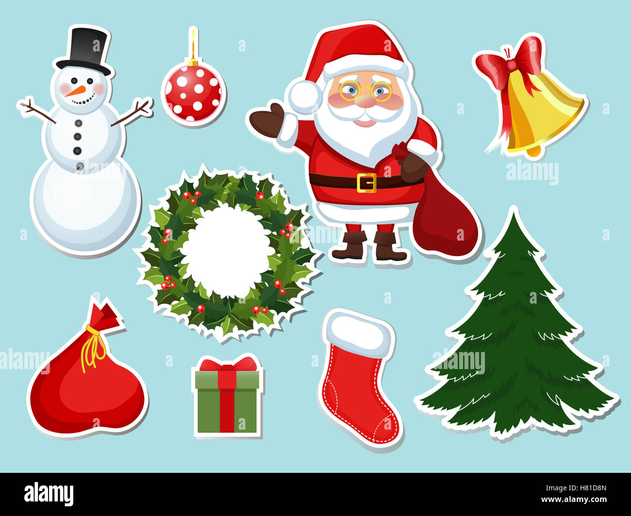 Stickers Set of Christmas party for children icons Stock Photo - Alamy