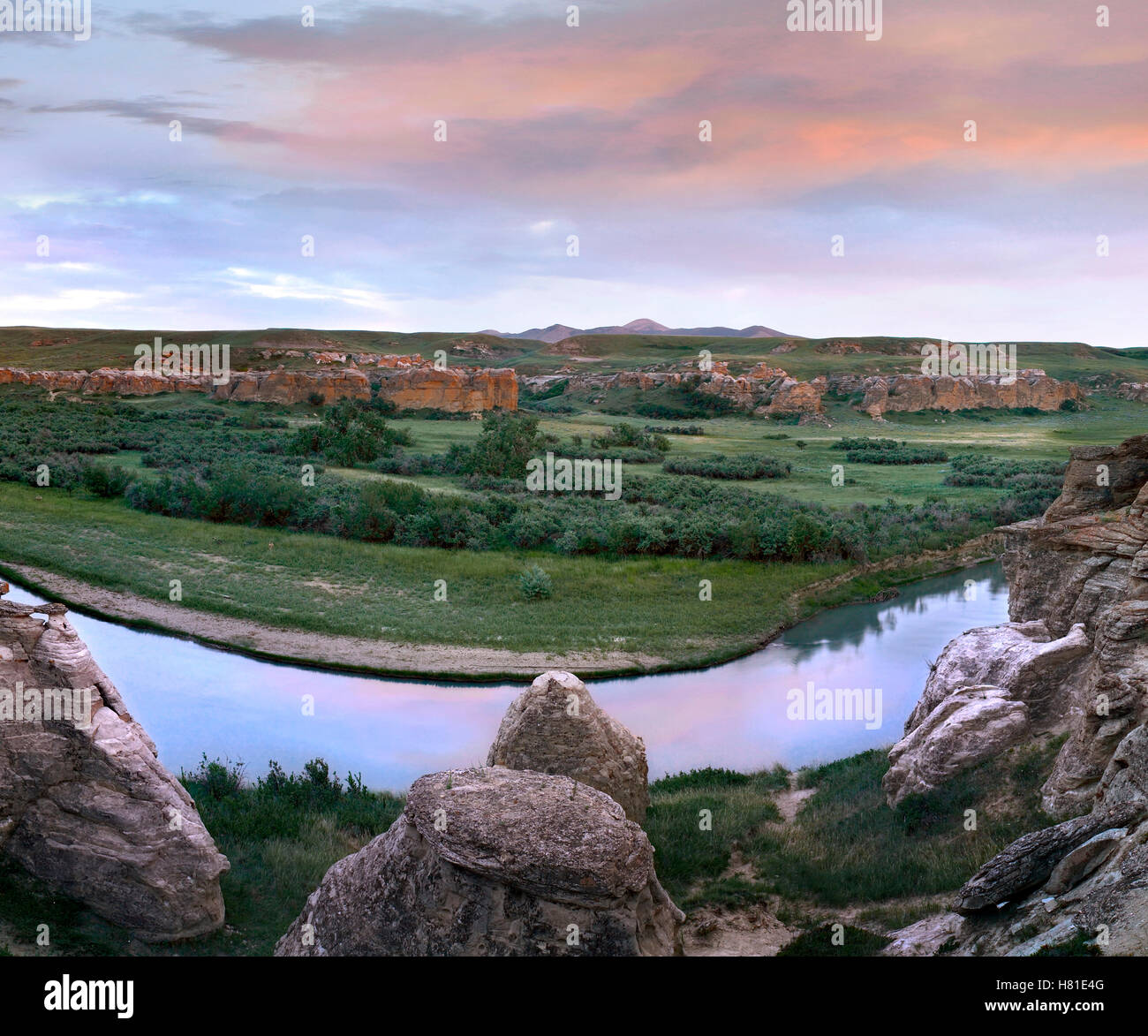 Milk River, Writing on Stone Provicial Park, Alberta, Canada Stock ...