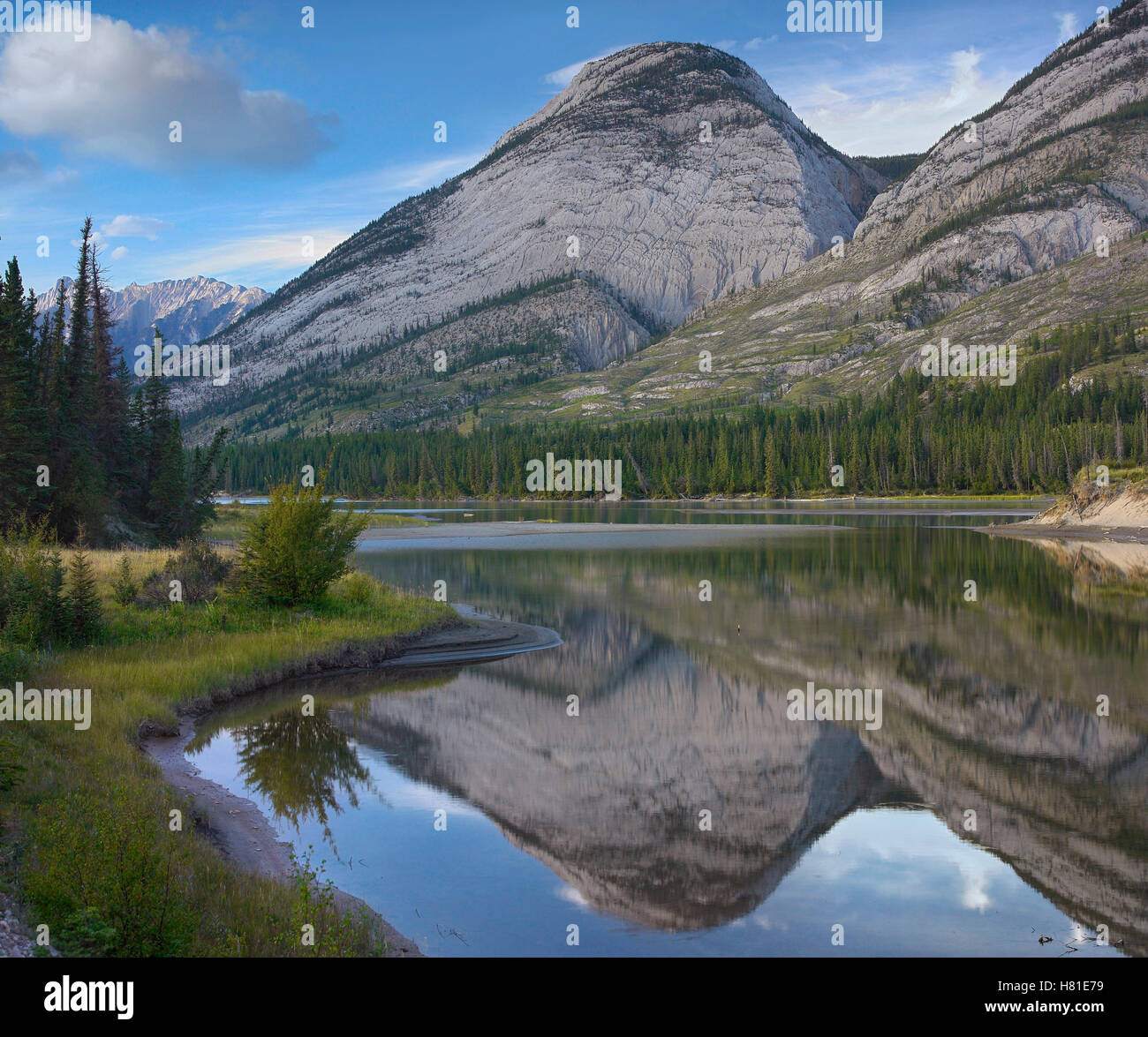 Colin Range, Athasca River, Jasper National Park, Alberta, Canada Stock ...