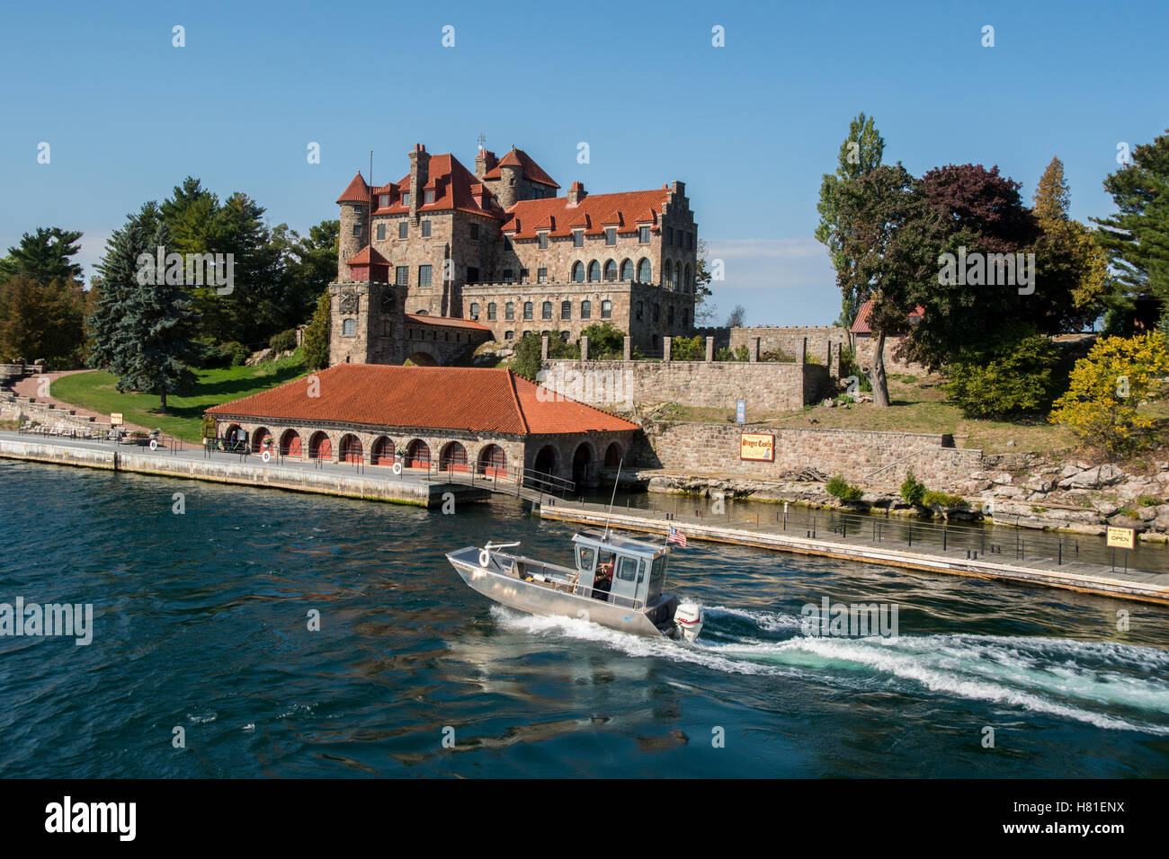 New York, Chippewa Bay, Hammond, Dark Island. St. Lawrence Seaway view ...