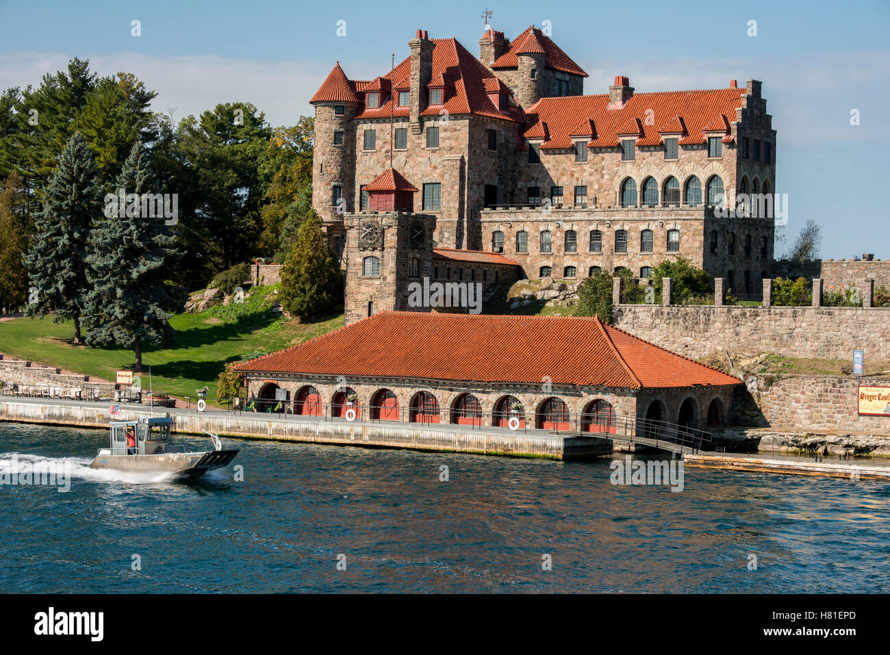 New York, Chippewa Bay, Hammond, Dark Island. St. Lawrence Seaway view ...