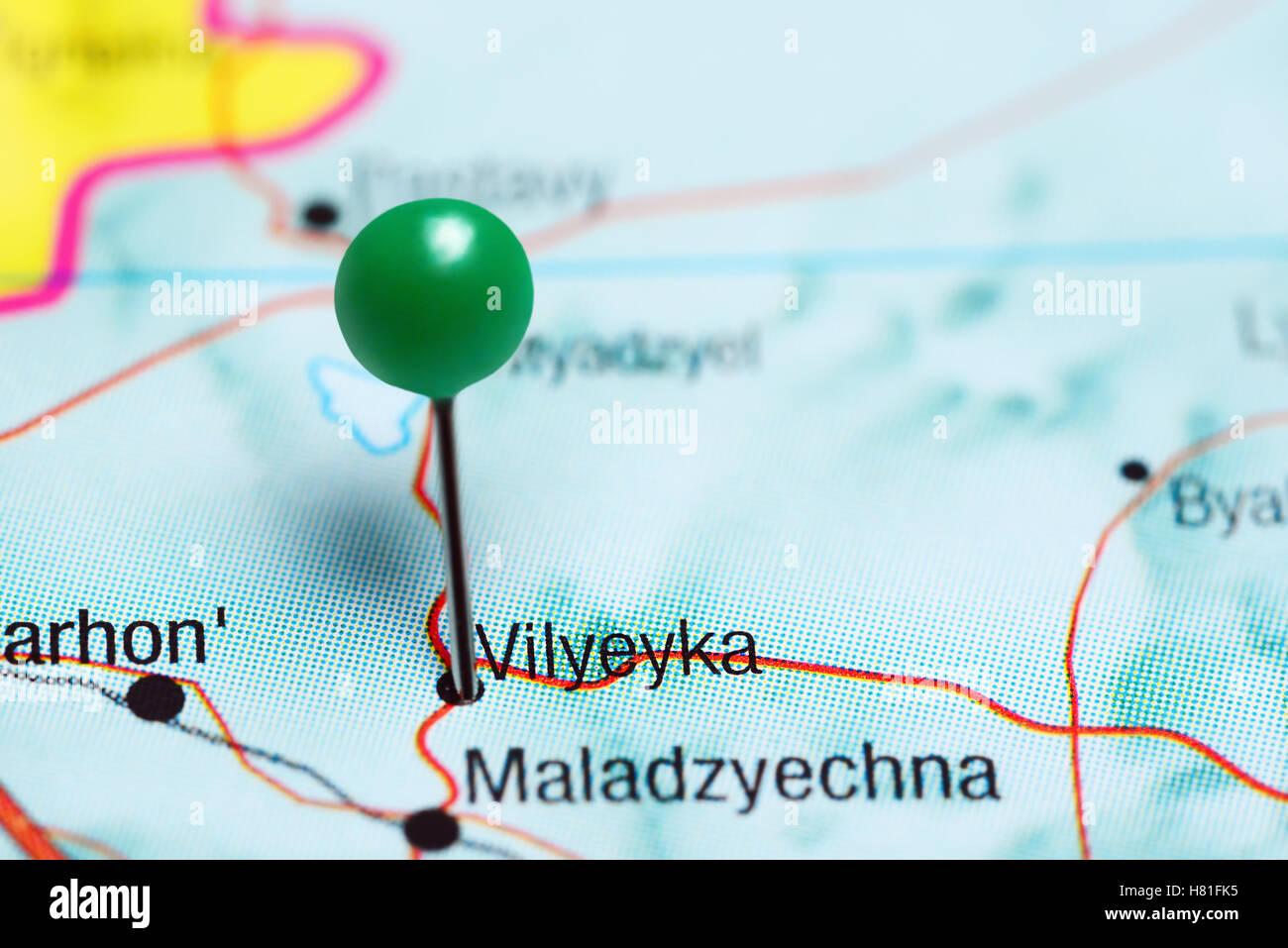 Vilyeyka pinned on a map of Belarus Stock Photo - Alamy