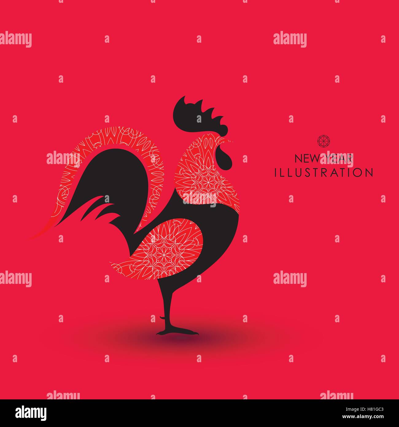 Symbol of 2017 on the Chinese calendar. Vector rooster illustration ...