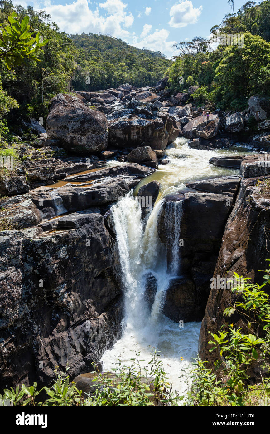 Waterfall in rainforest, Namorona River, Ranomafana National Park ...