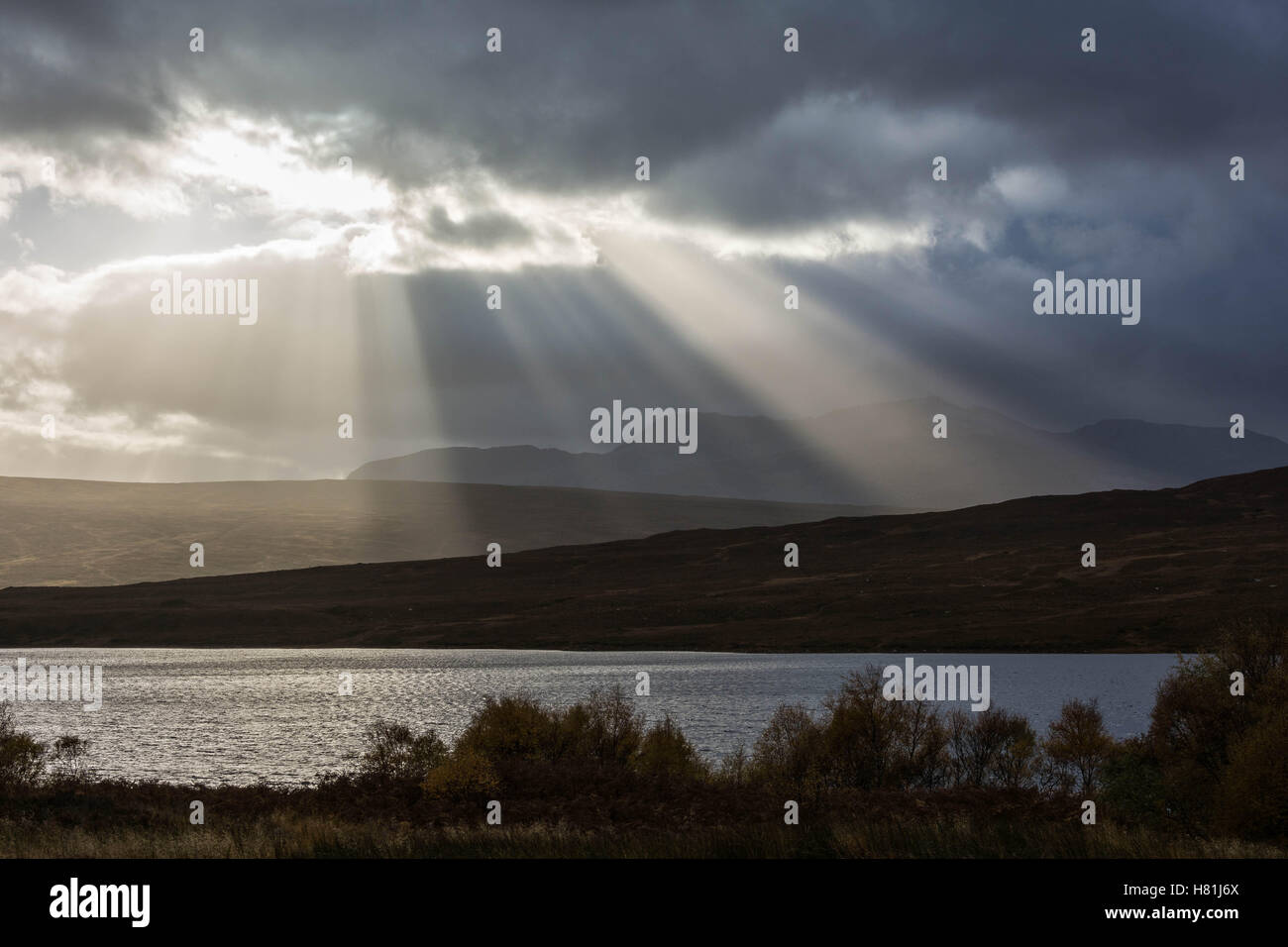 Shafts of sunlight, Lairg, Sutherland, Scotland, United Kingdom Stock ...