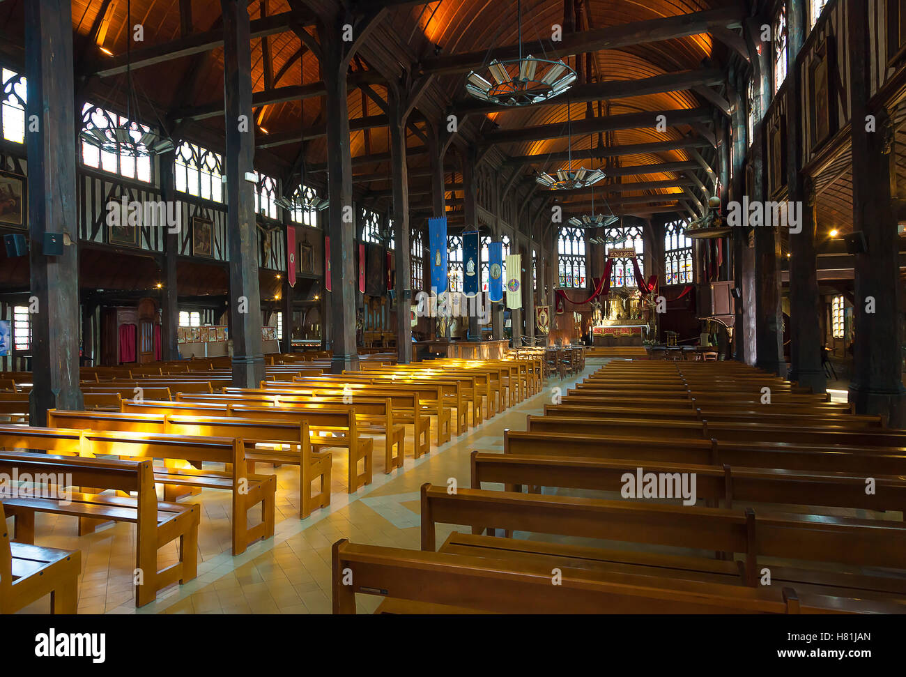 Honfleur; historical wooden Church Sankt Catherine, Normandy, France ...