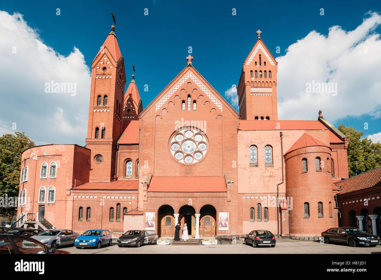 Minsk, Belarus. The Yard Facade Of Roman Catholic Church Of Saints ...