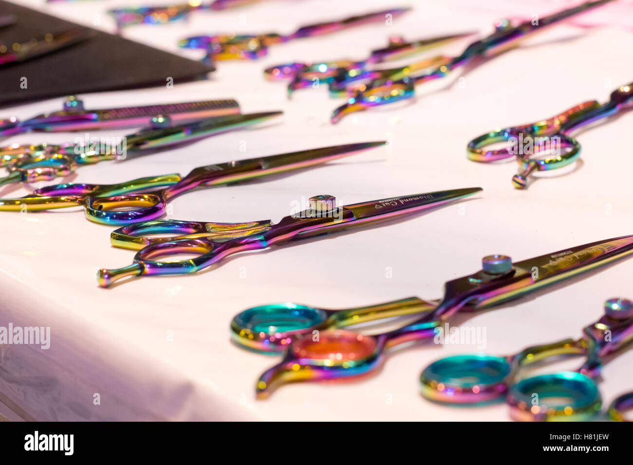 Colorful haircut professional scissors Stock Photo - Alamy