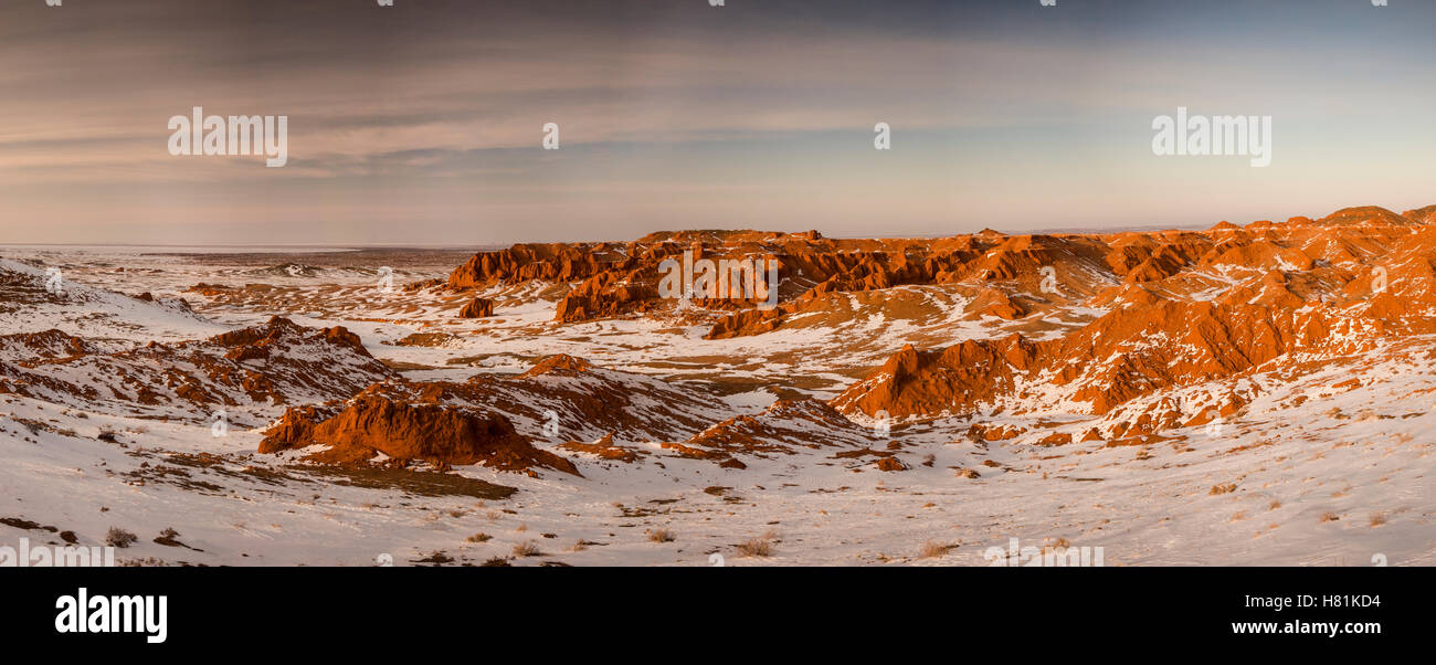 Flaming Cliffs in winter, Gobi Desert, Mongolia Stock Photo - Alamy