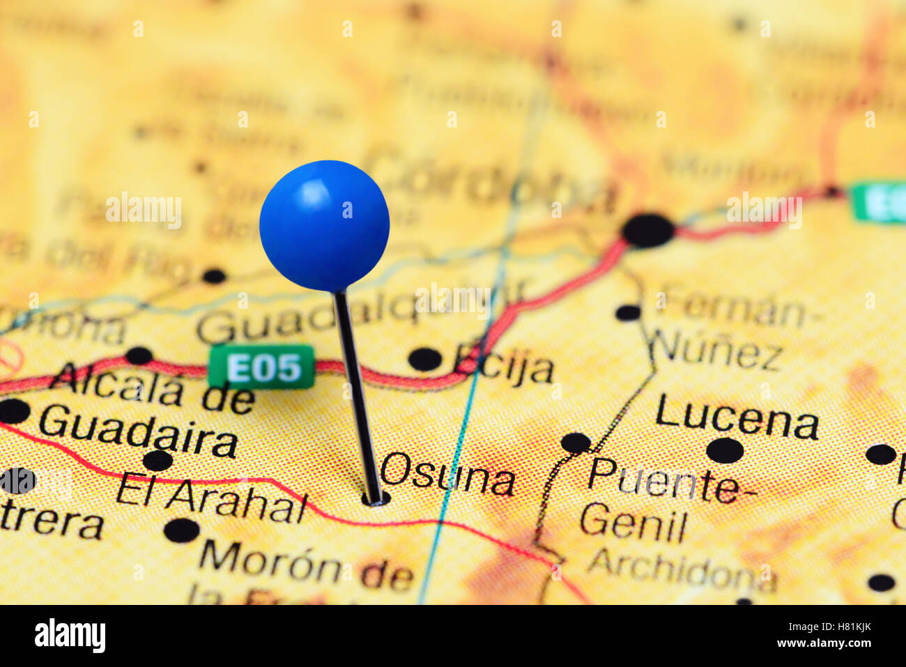 Osuna pinned on a map of Spain Stock Photo - Alamy