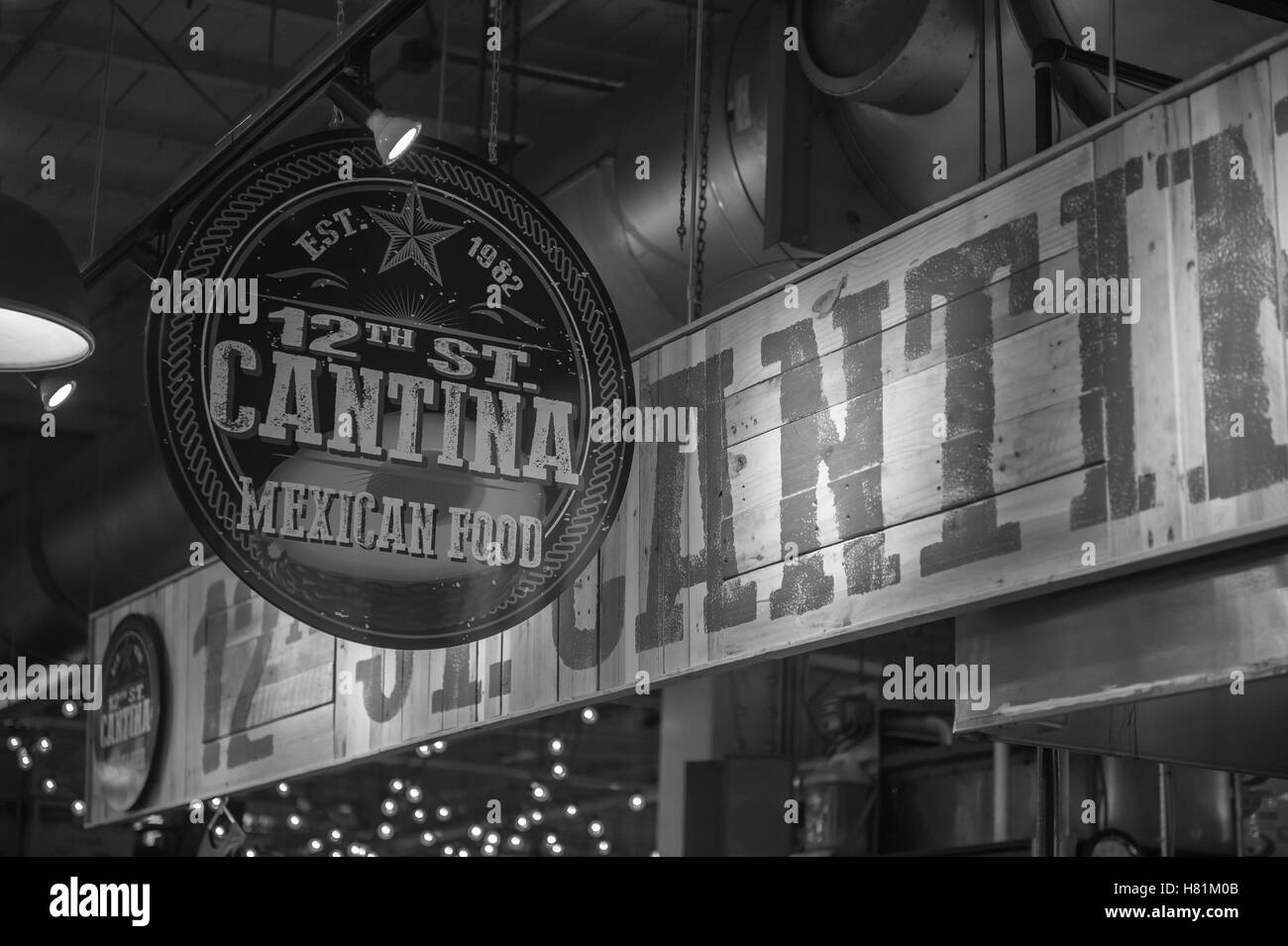Reading Terminal Market, shop sign, 12th Street Cantina, Mexican food ...