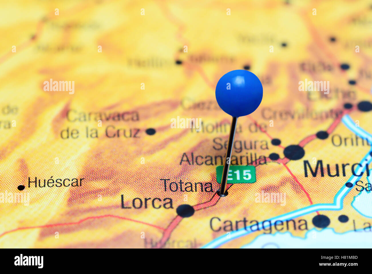 Totana pinned on a map of Spain Stock Photo - Alamy