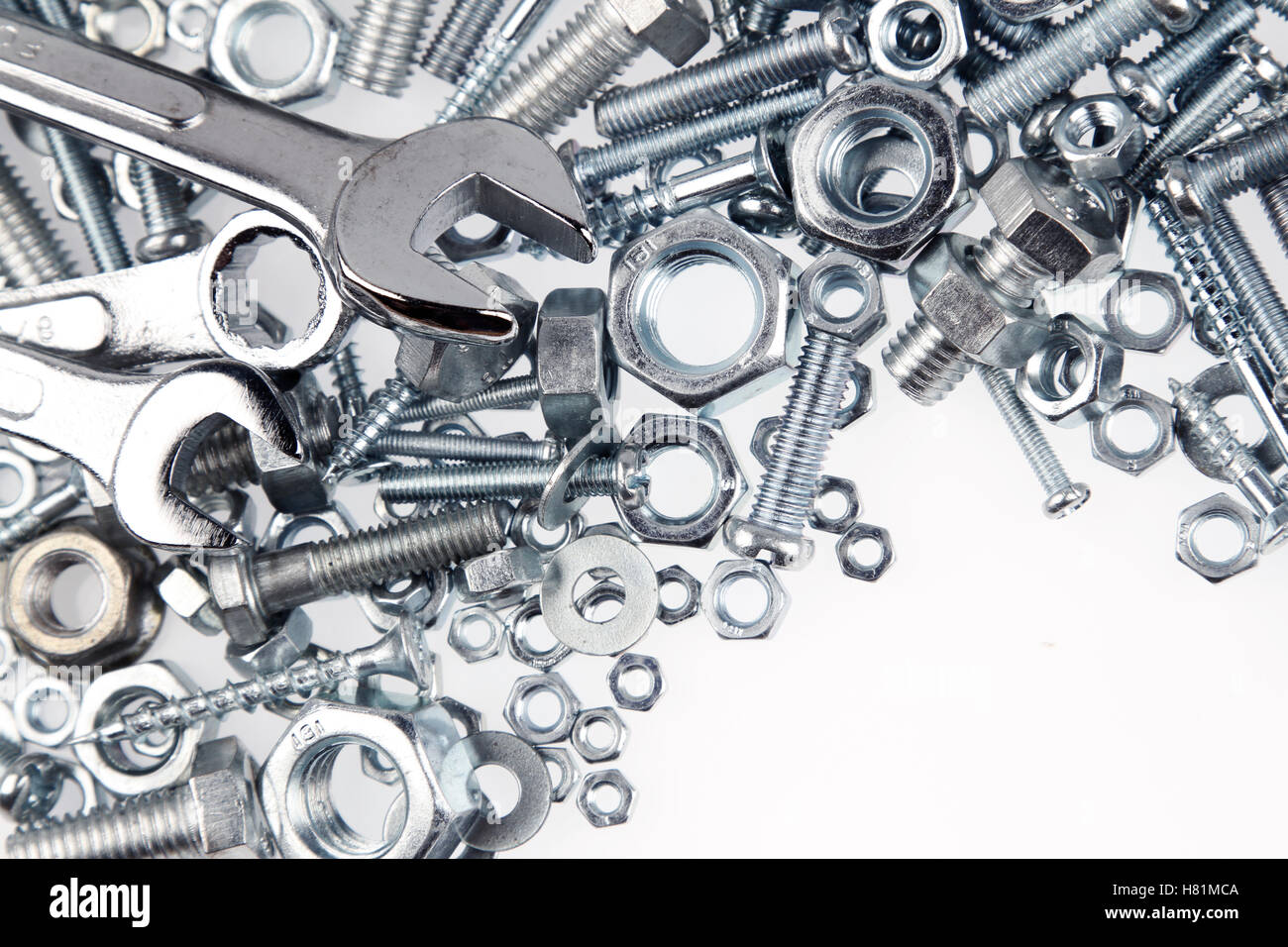 Wrenches on nuts and bolts Stock Photo - Alamy