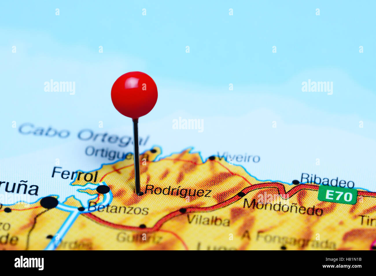 Rodriguez pinned on a map of Spain Stock Photo - Alamy