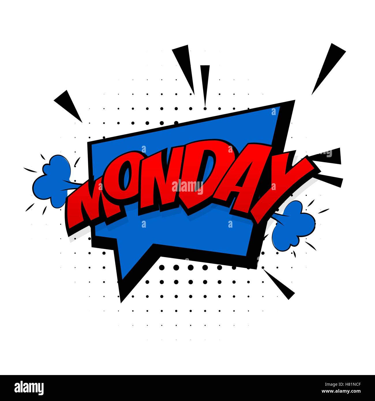 Comic blue sound effects pop art vector style. Sound bubble speech with ...