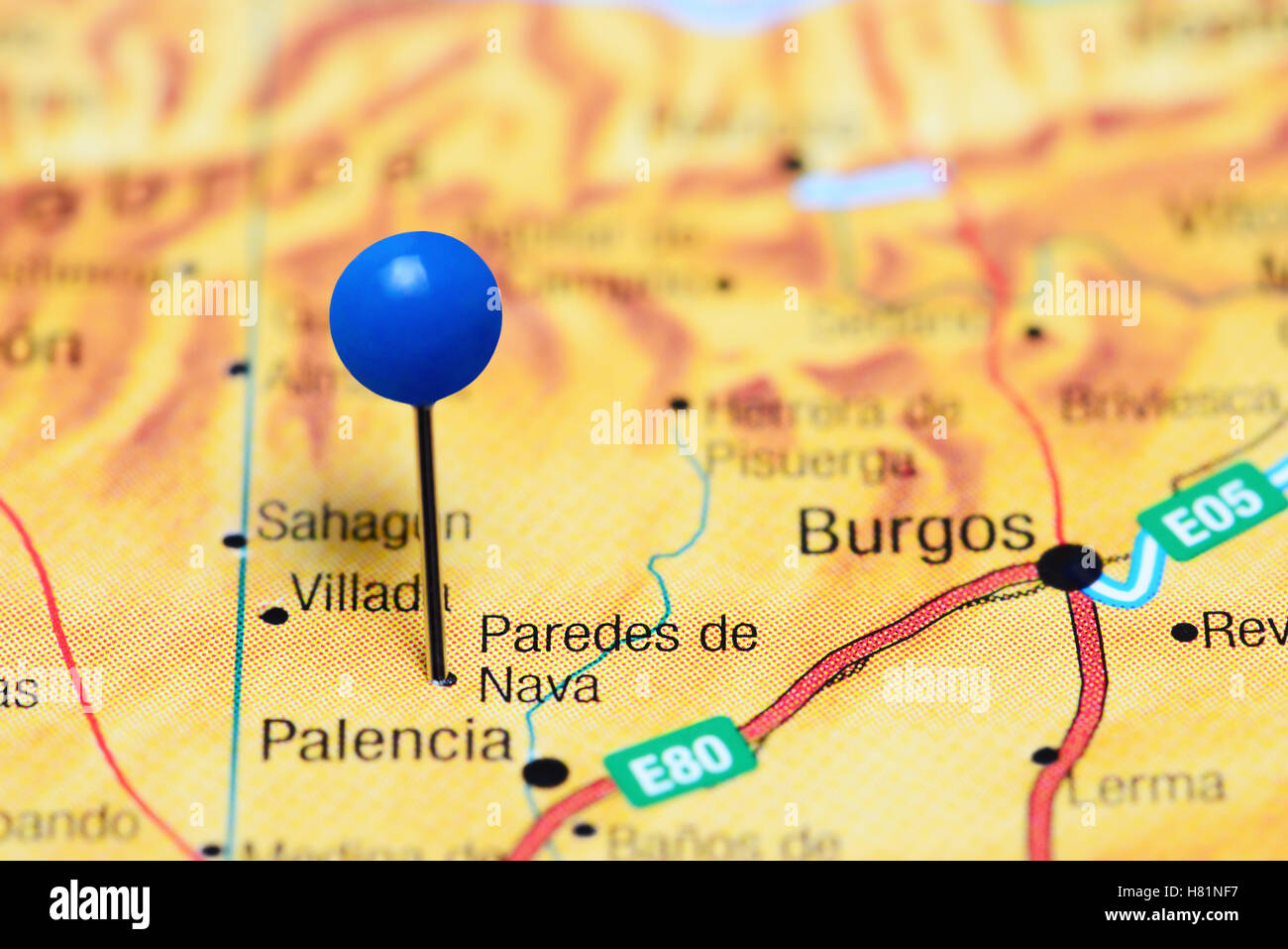 Paredes de Nava pinned on a map of Spain Stock Photo - Alamy