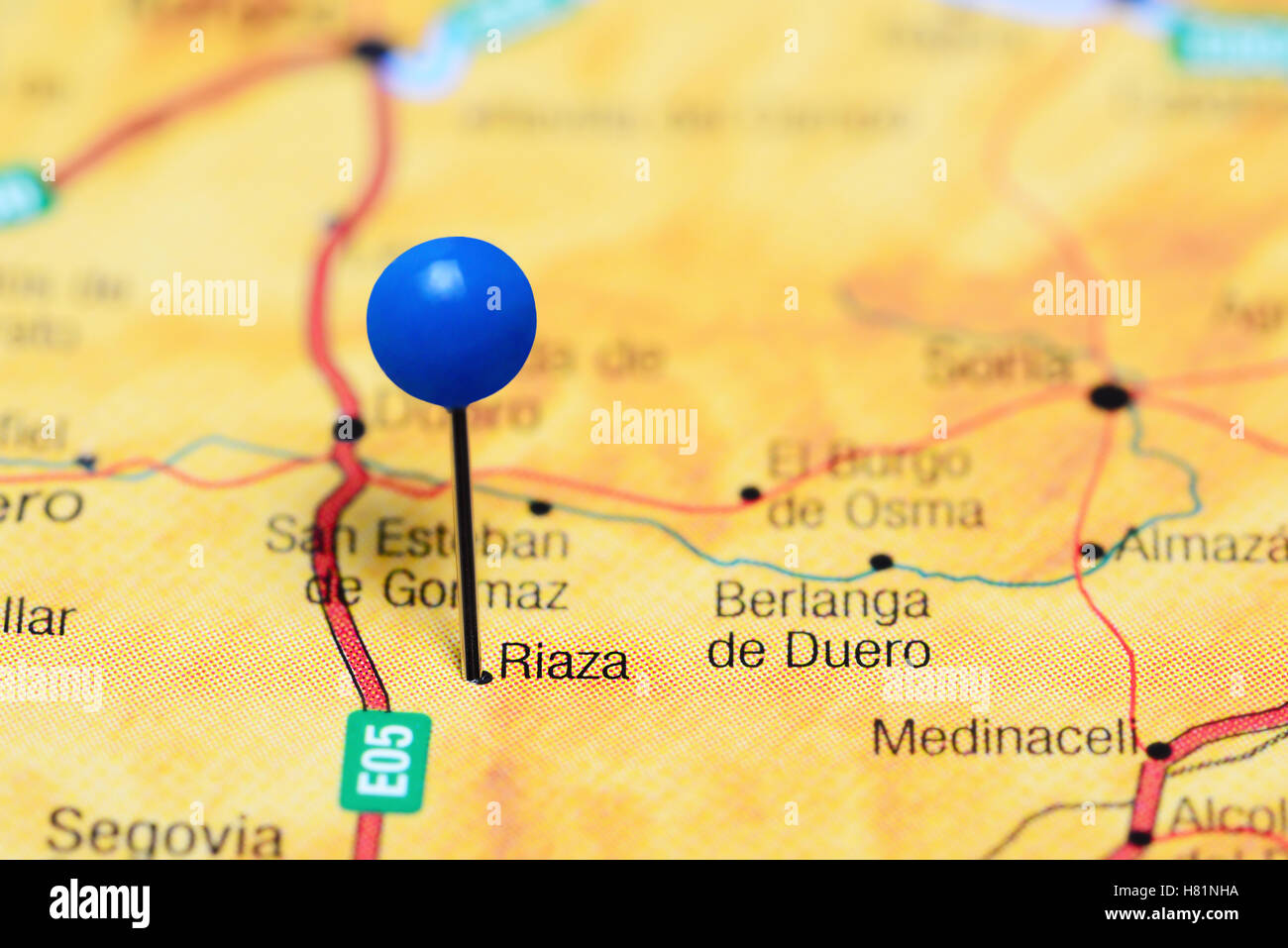 Riaza pinned on a map of Spain Stock Photo - Alamy