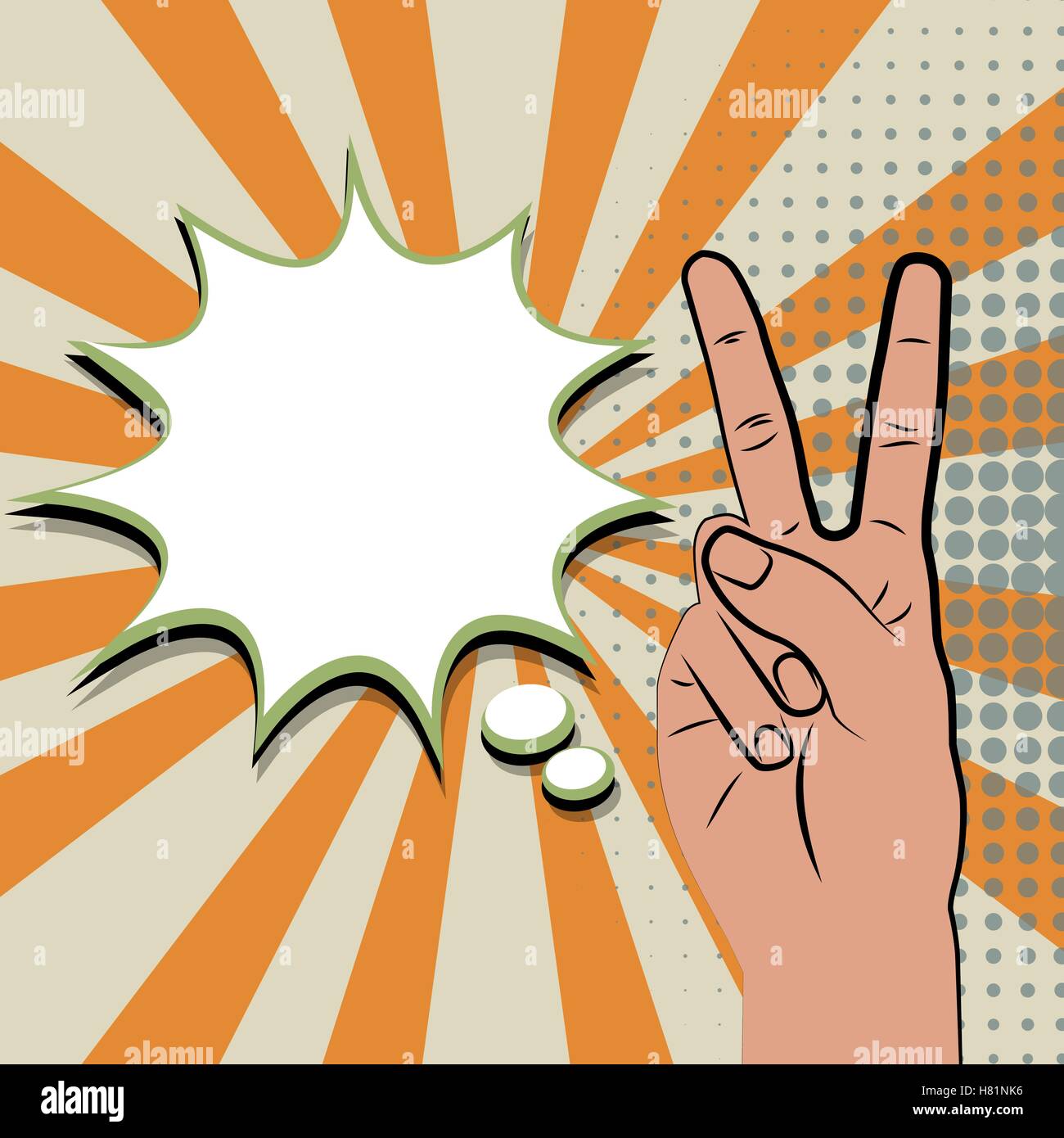 Hand sign comic retro pop art style white round bubble. Gestures okay ...