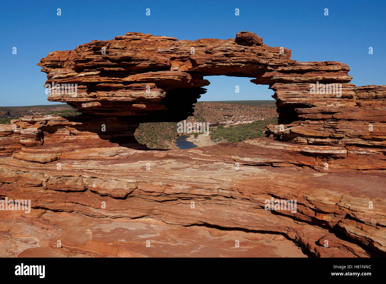 Natural arch in desert, Kalbarri National Park, Western Australia ...