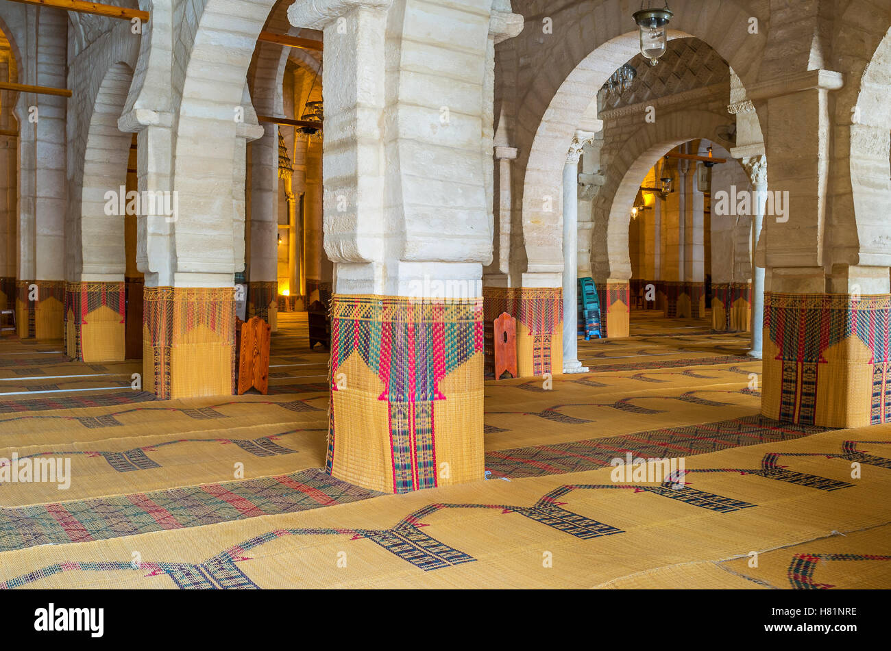 SOUSSE, TUNISIA - SEPTEMBER 6, 2015: The medieval stone prayer hall ...