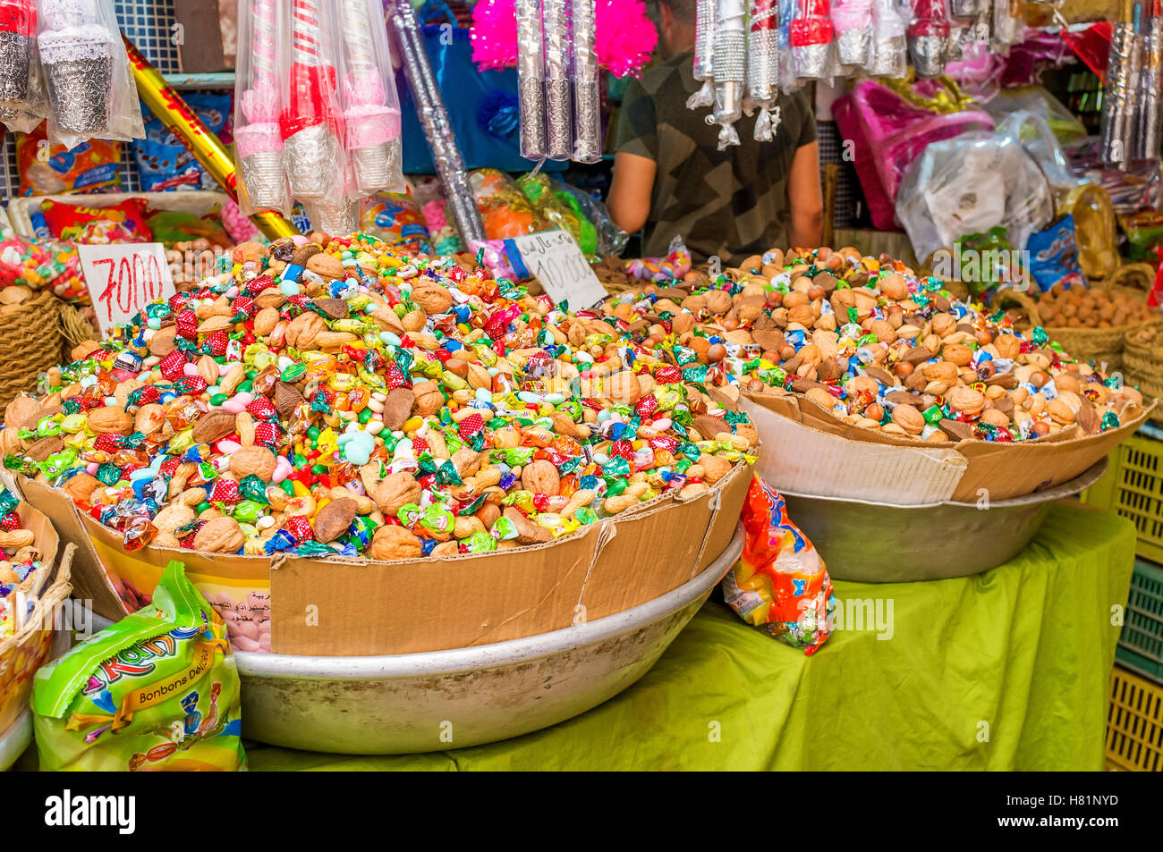 The candy stall in local souq offers nuts and candies Stock Photo - Alamy