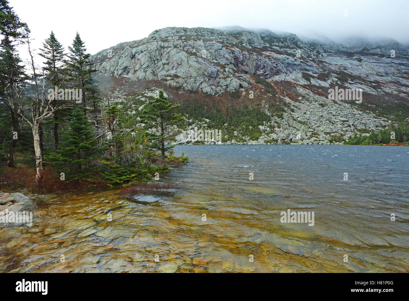 Basin Pond near Mount Katahdin on Chimney Pond Trail, Baxter State Park ...