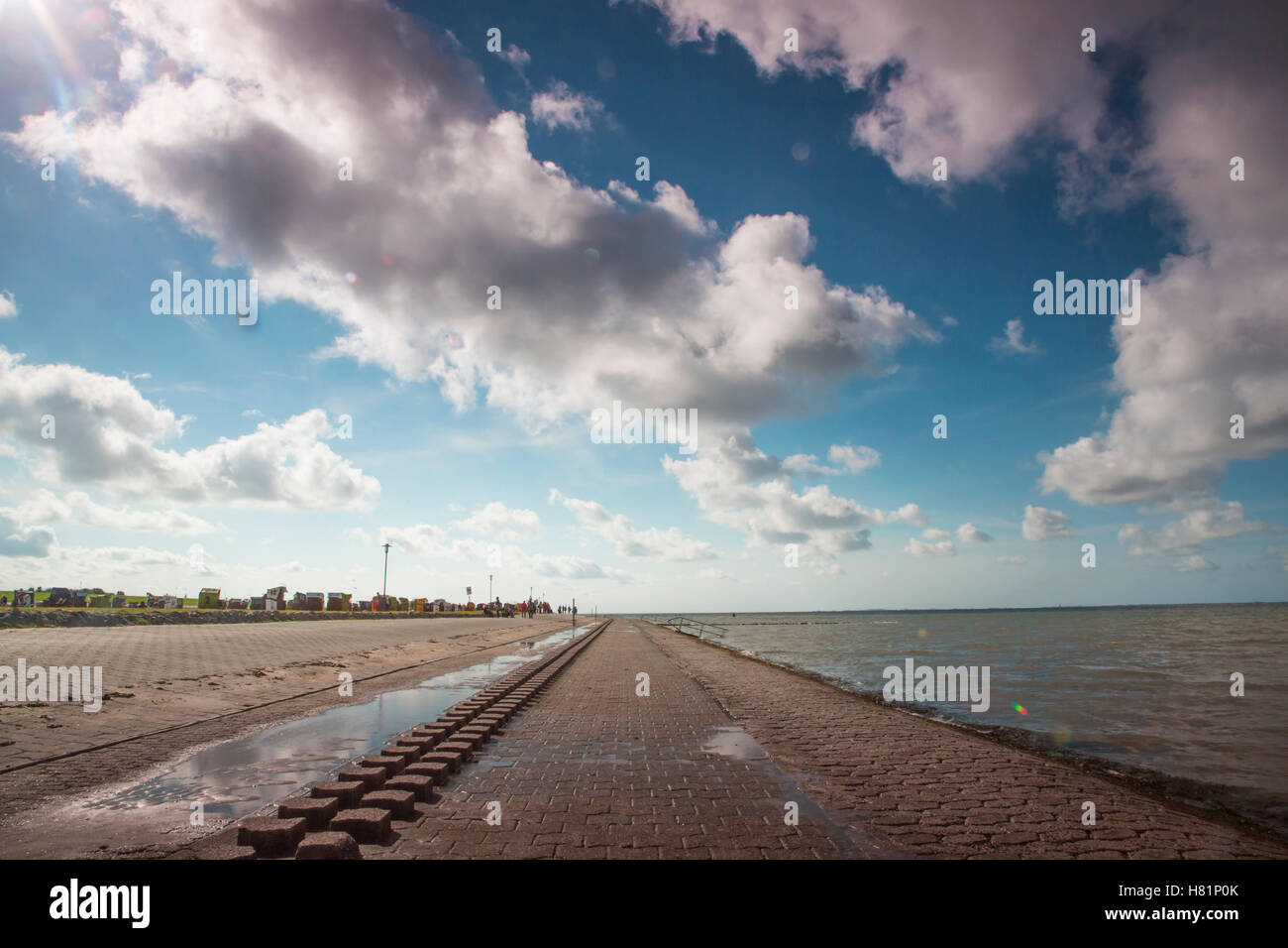 Nautical background of a calm blue ocean on the North Sea Coast ...