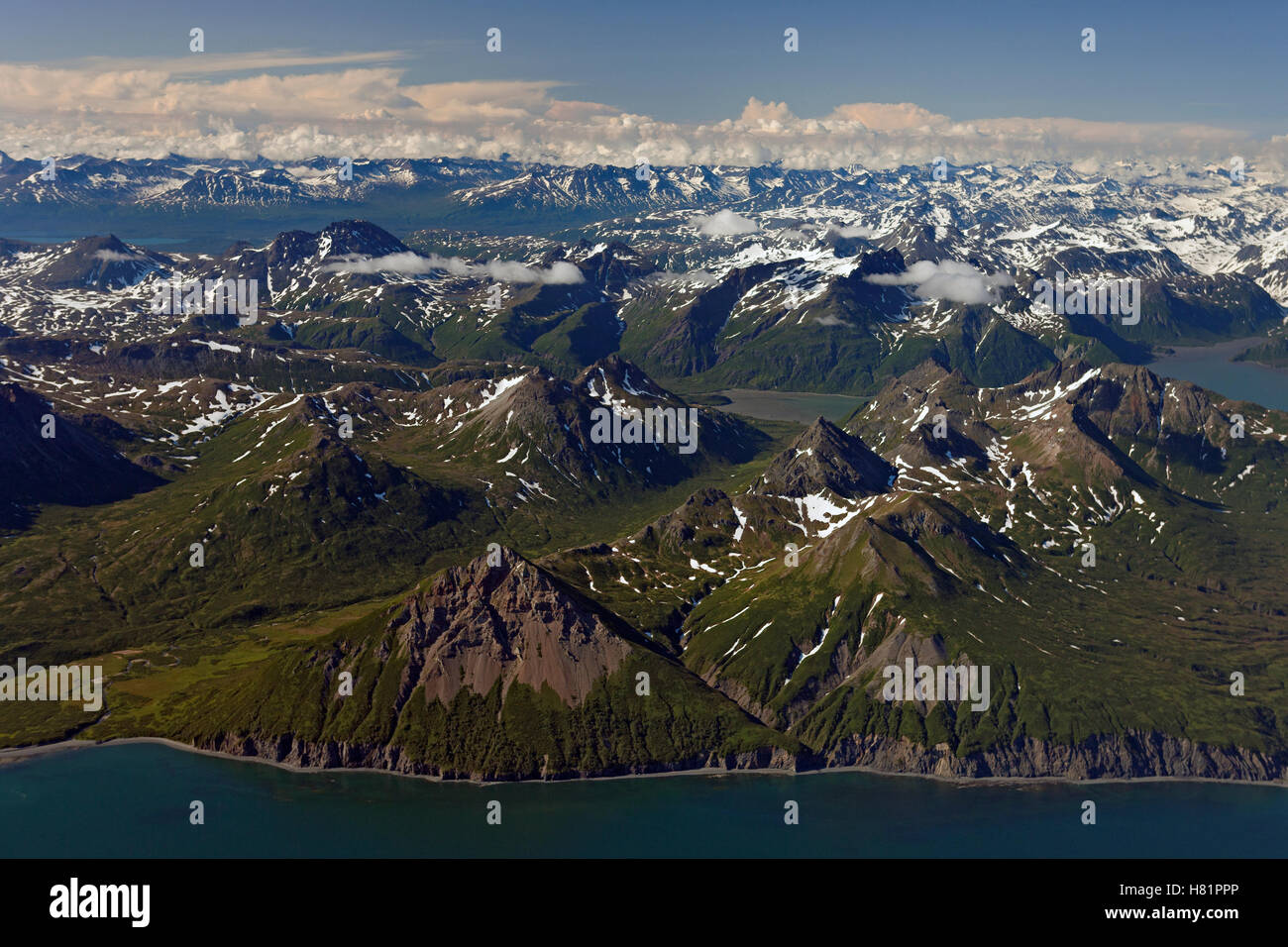Mountain ranges along coast, Lake Clark National Park, Alaska Stock ...