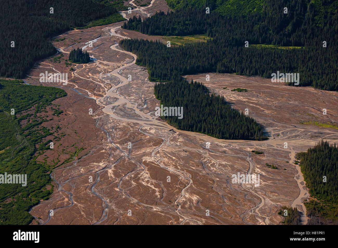 Johnson River showing floodplain and channels, Lake Clark National Park ...
