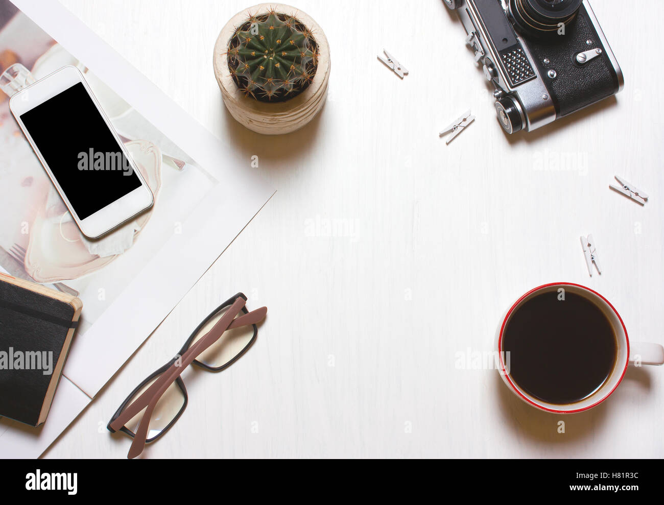 Workplace Designer, creative, journalist. The concept of a good morning ...