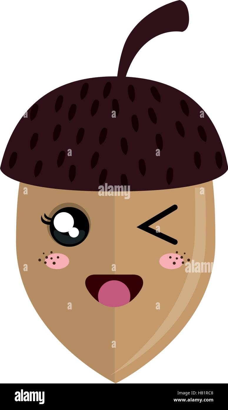 Cute Nut Kawaii Style Vector Illustration Design Stock Vector Image