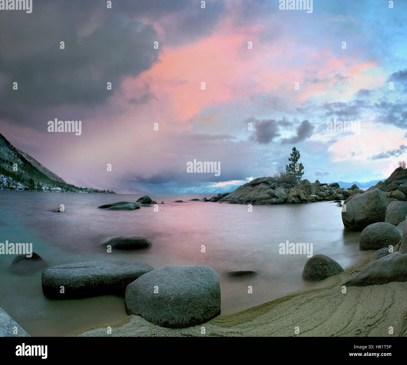 Hidden Beach at sunset, Lake Tahoe, Nevada Stock Photo - Alamy