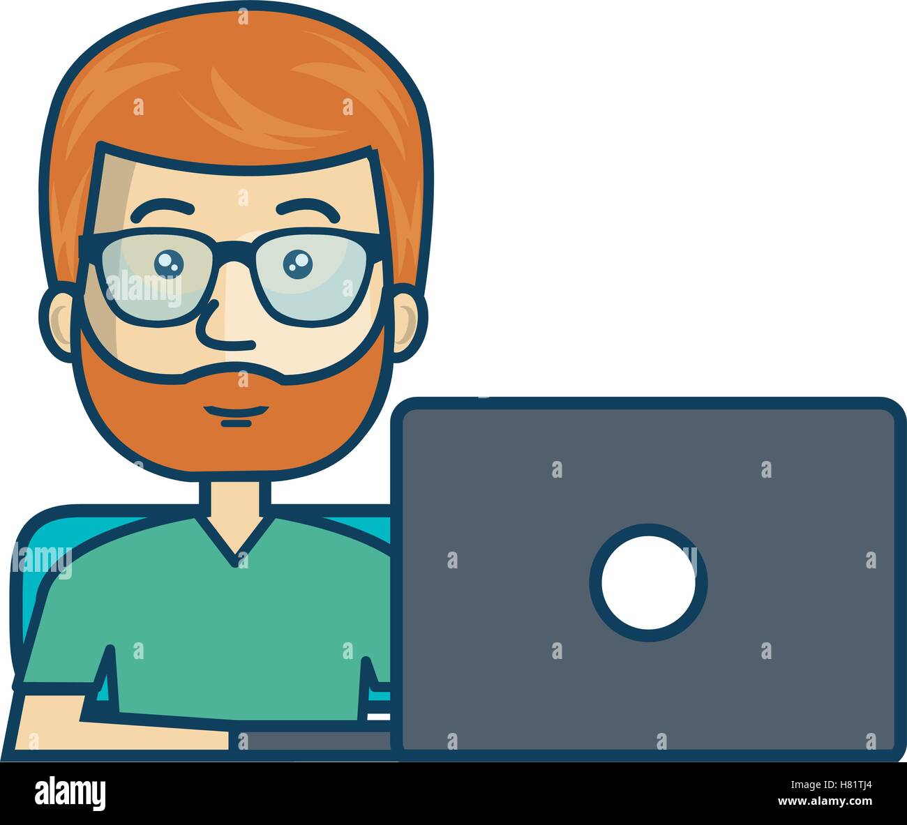 Avatar of a person working on laptop vector illustration design Stock ...