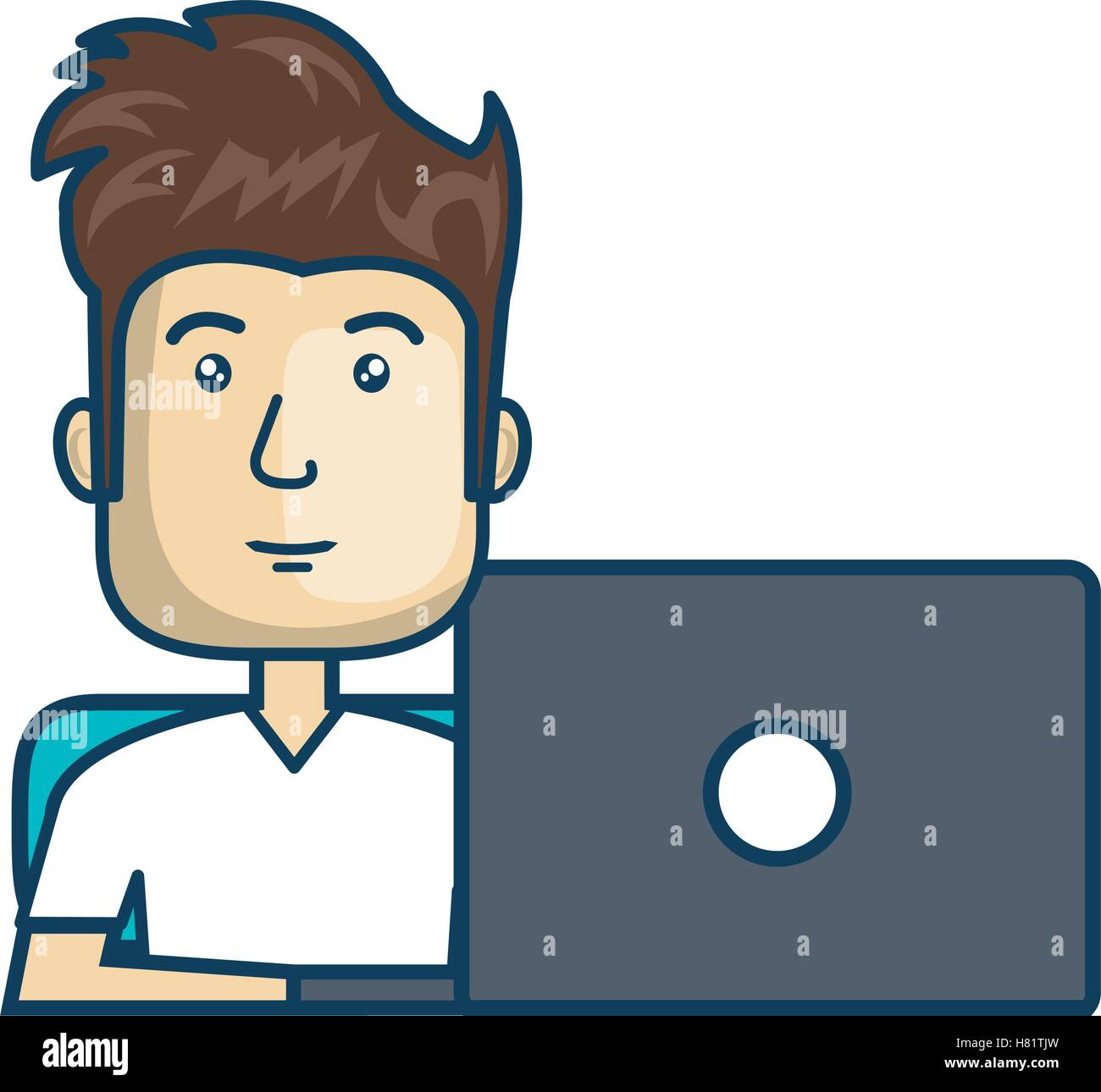 Avatar of a person working on laptop vector illustration design Stock ...
