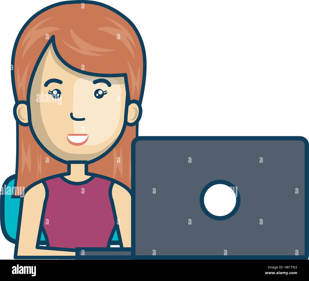 Avatar of a person working on laptop vector illustration design Stock ...