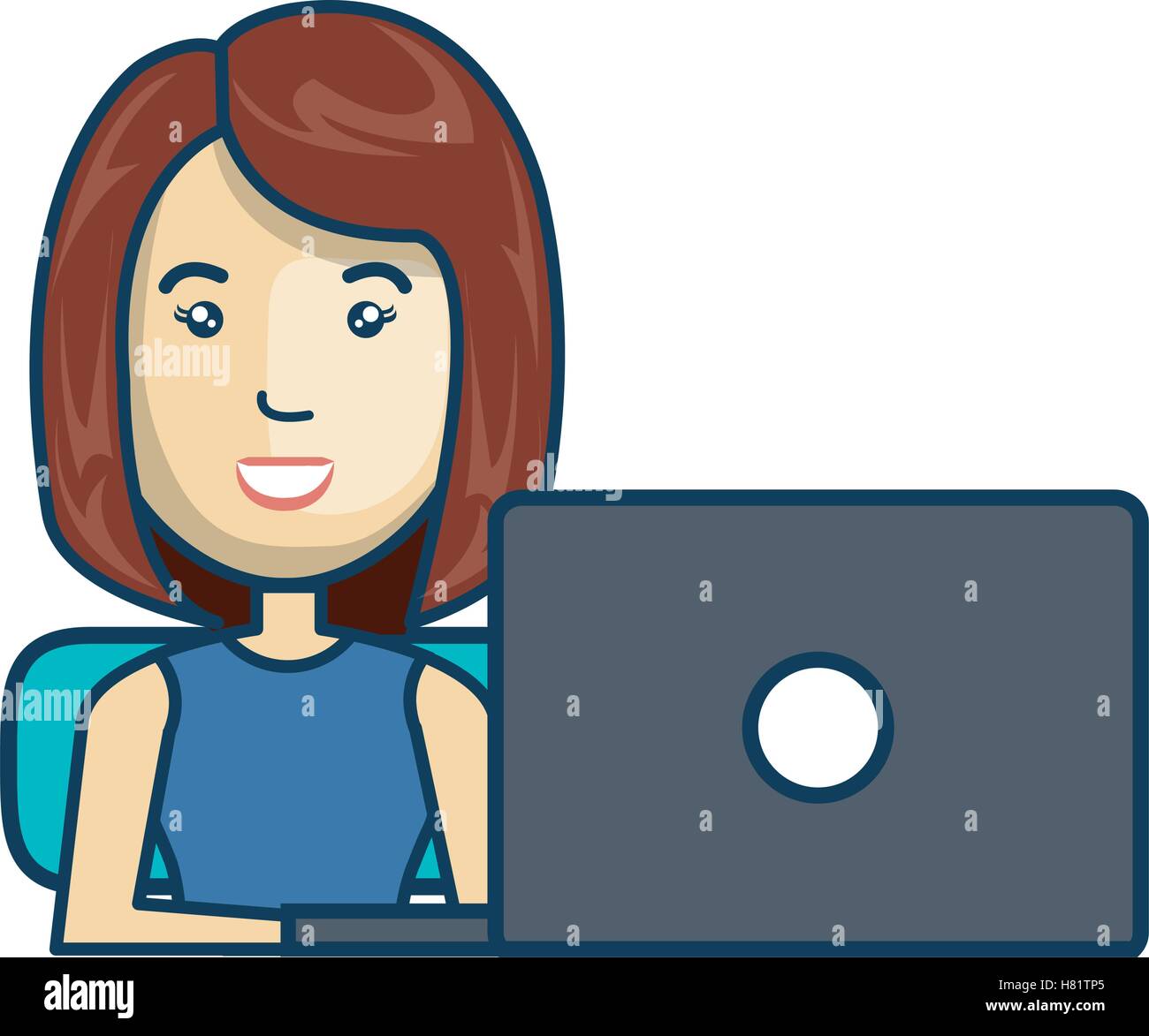 Avatar of a person working on laptop vector illustration design Stock ...