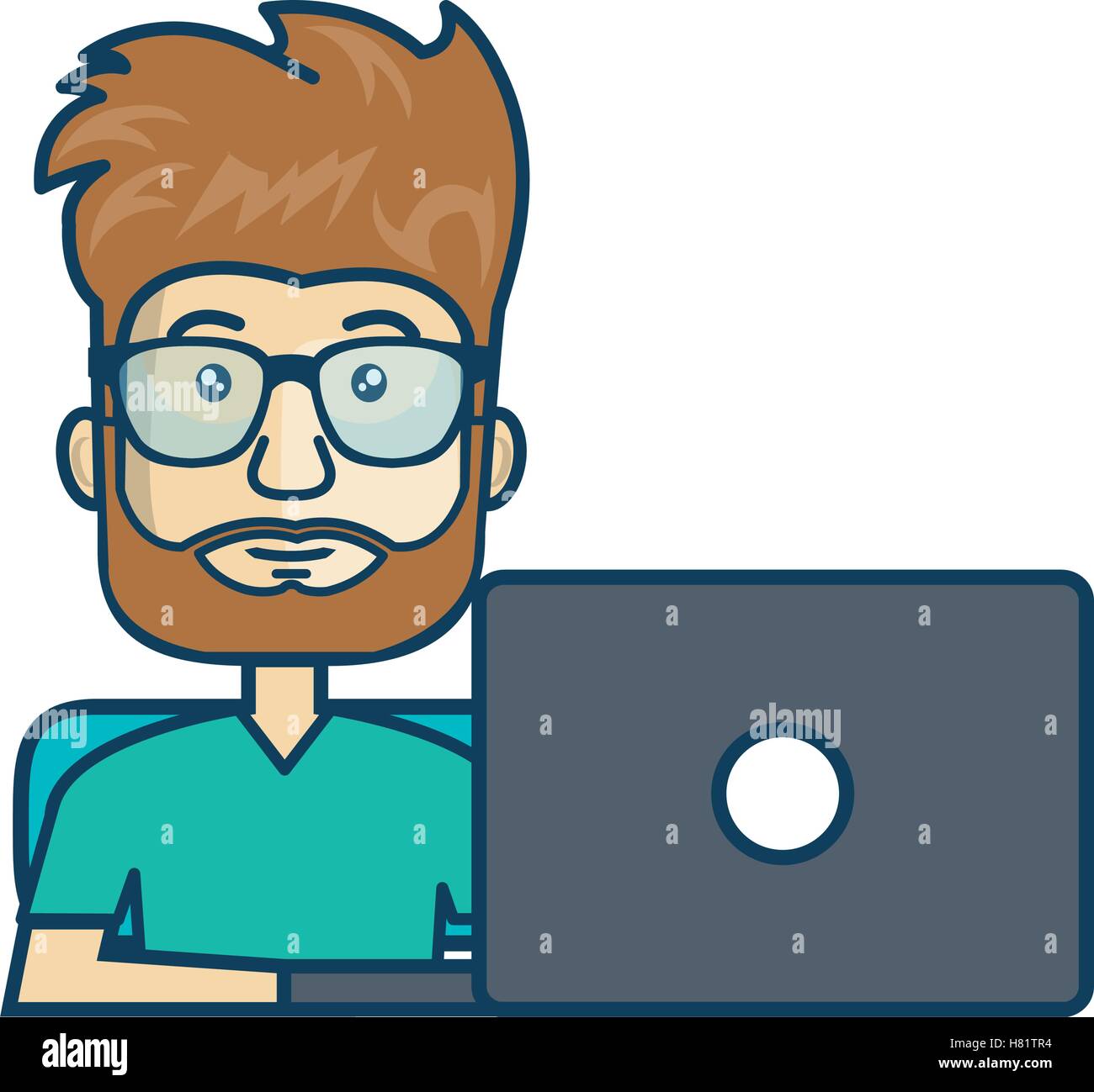 Avatar of a person working on laptop vector illustration design Stock ...