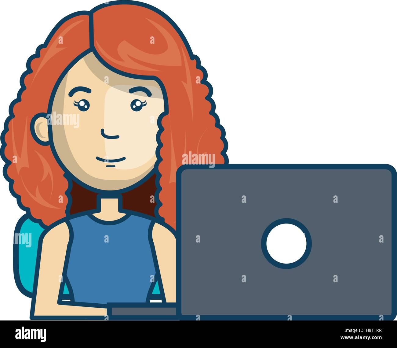 Avatar of a person working on laptop vector illustration design Stock ...
