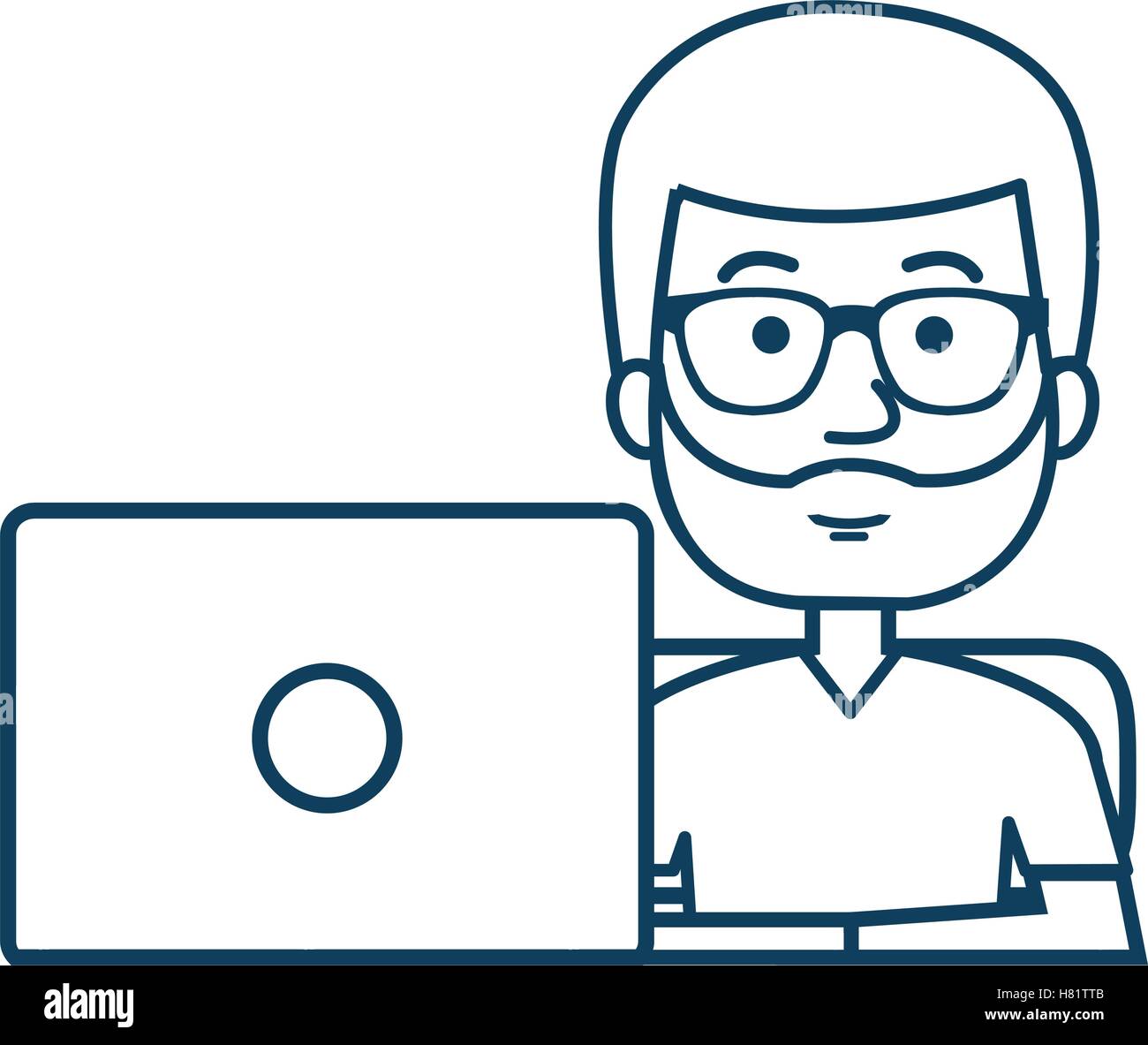 Avatar of a person working on laptop vector illustration design Stock ...