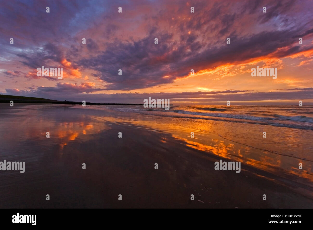 Sunset over the beach, Breskens, Netherlands Stock Photo - Alamy