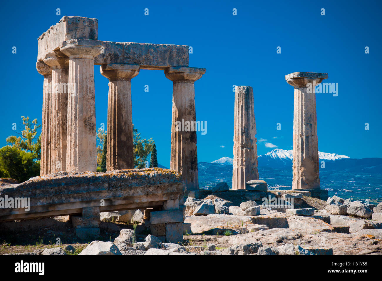 Temple in Corinth, Peloponnese, Greece Stock Photo - Alamy