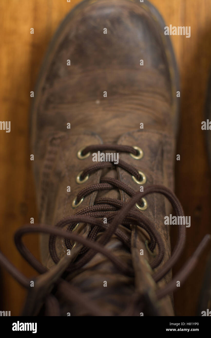 Brown boots from above Stock Photo - Alamy