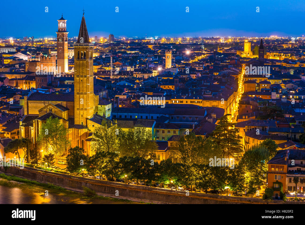 Aerial view of Verona. Italy. Beautiful sunset panorama Stock Photo - Alamy