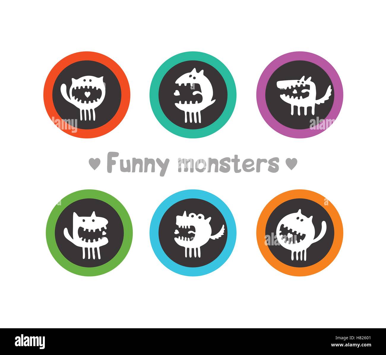 logos with funny monsters Stock Vector Image & Art - Alamy