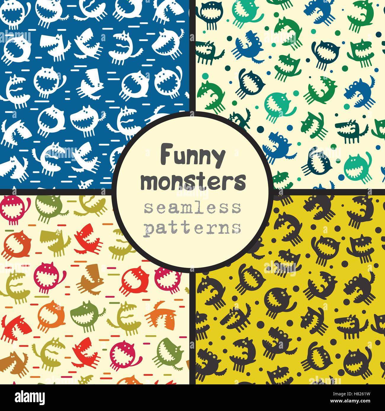 seamless pattern with monsters vector illustration Stock Vector Image ...