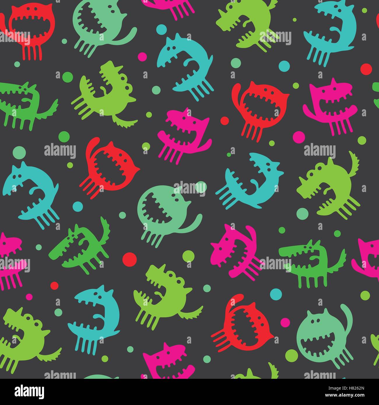 seamless pattern with monsters vector illustration Stock Vector Image ...