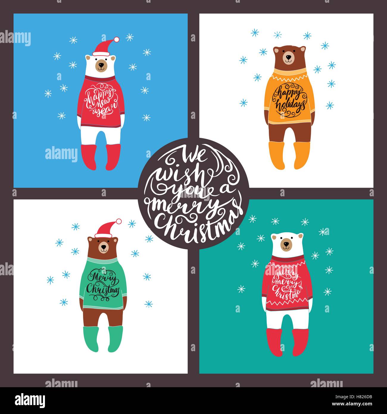 set of cards with the bears. Christmas Stock Vector Image & Art - Alamy