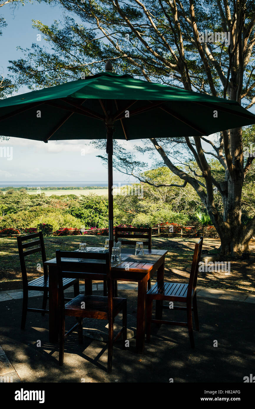 Scenic view from dining table on terrace of Casela Restaurant, Casela ...