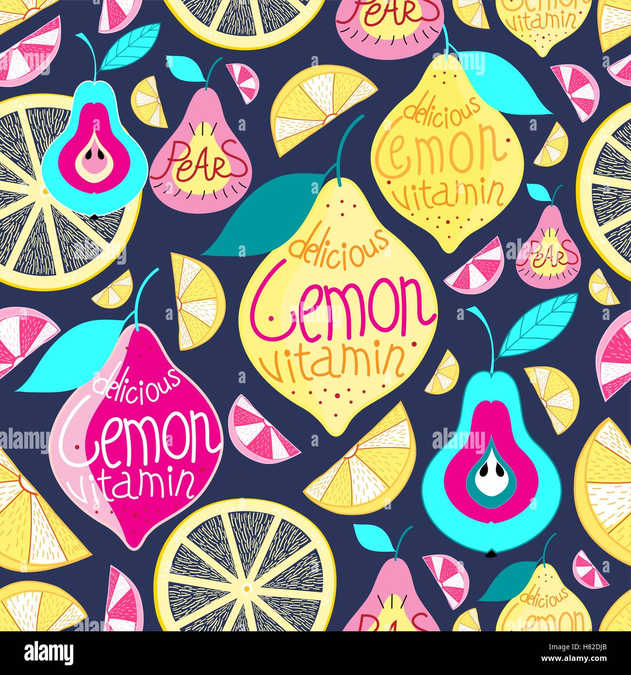 Fresh lemons pattern on Stock Vector Images - Alamy